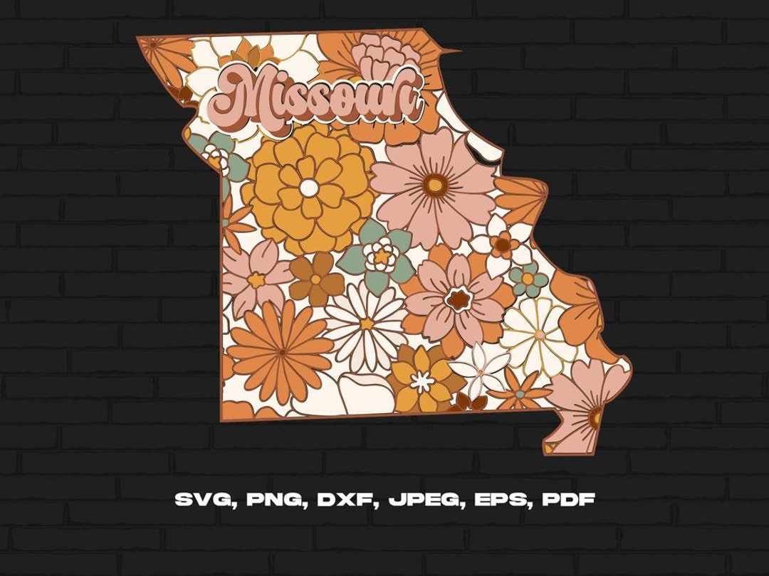 Missouri State Svg Png, Missouri Map Svg, Retro Missouri Flower Svg ...