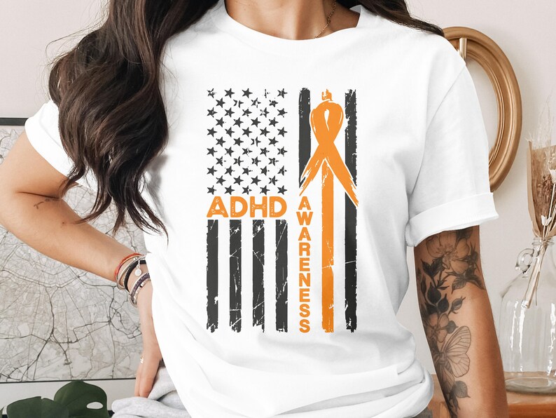 ADHD Awareness Svg Png, ADHD Awareness Flag Svg, Orange Ribbon Svg ...