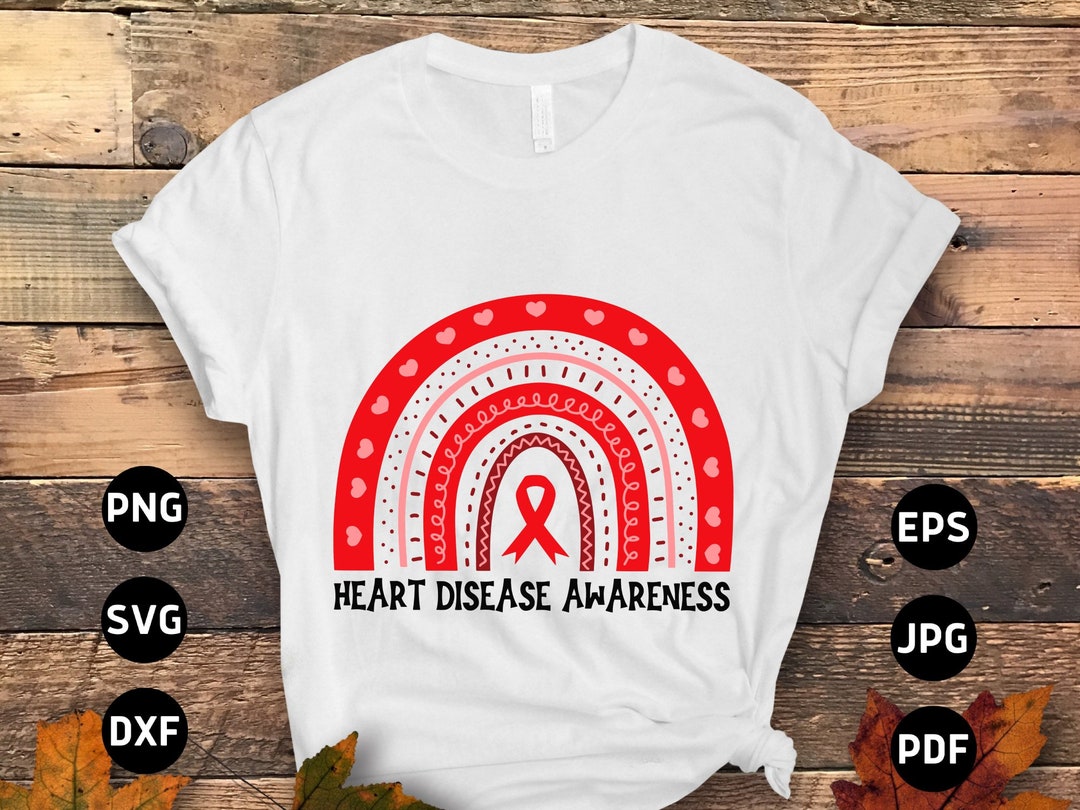 Heart Disease Awareness Svg Png, Heart Disease Awareness Red Rainbow ...