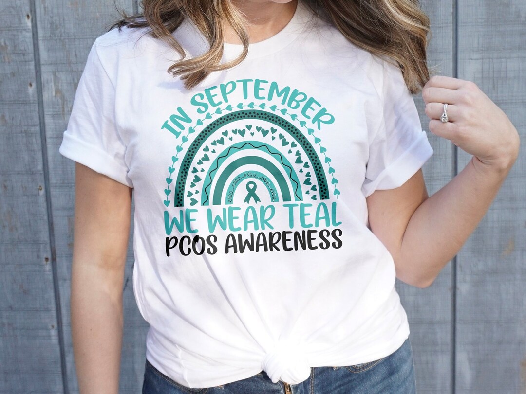 PCOS Awareness Svg Png, in September We Wear Teal PCOS Rainbow Svg ...