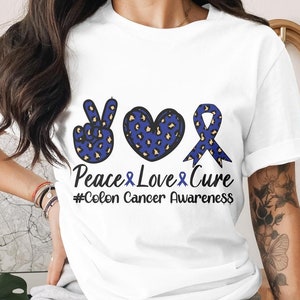 Colon Cancer Awareness Svg Png, Leopard Peace Love Cure Svg, Blue ...