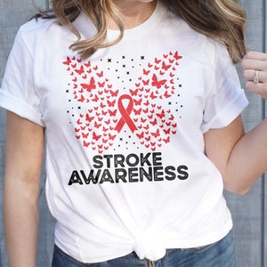 Stroke Awareness Svg Png, Stroke Awareness Butterfly Svg, Red Ribbon ...