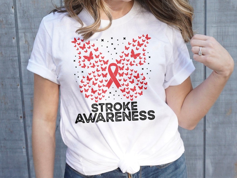 Stroke Awareness Svg Png, Stroke Awareness Butterfly Svg, Red Ribbon ...
