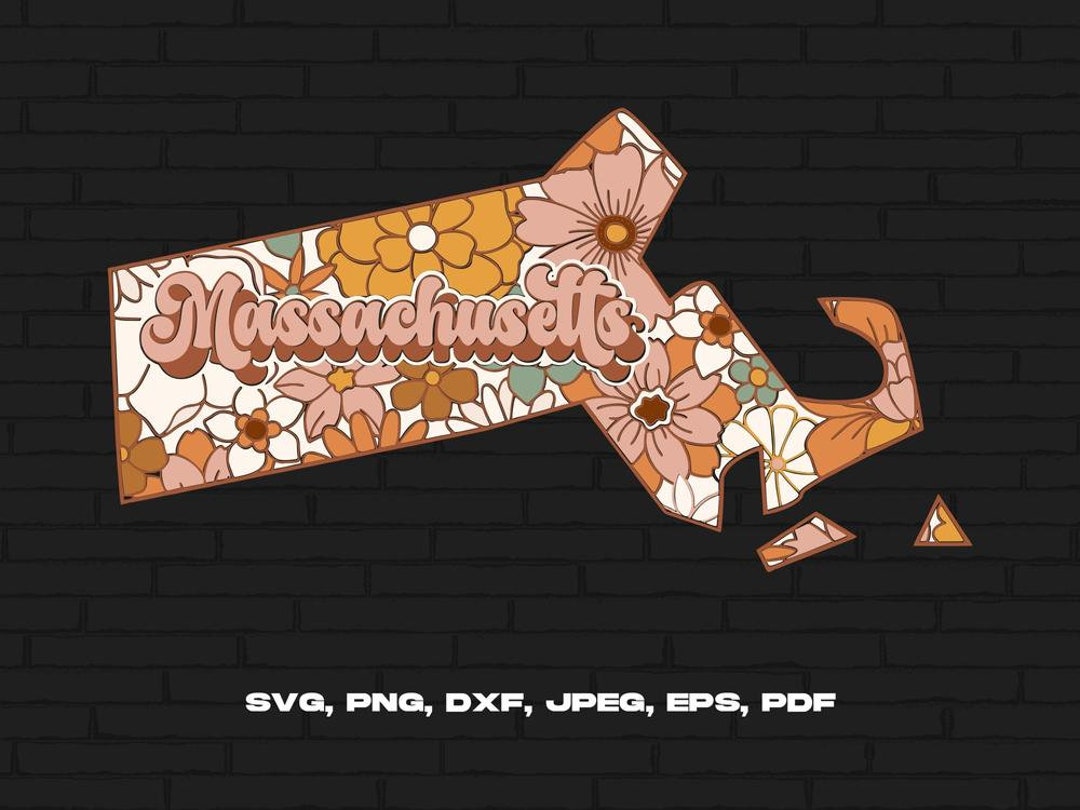 Massachusetts State Svg Png, Massachusetts Map Svg, Retro Massachusetts ...