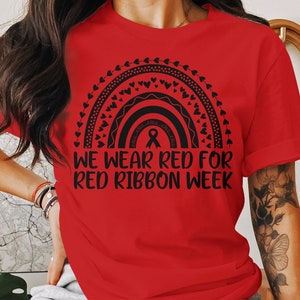 We Wear Red Svg Png, Red Ribbon Week Svg, Drug Free Svg, Red Ribbon ...