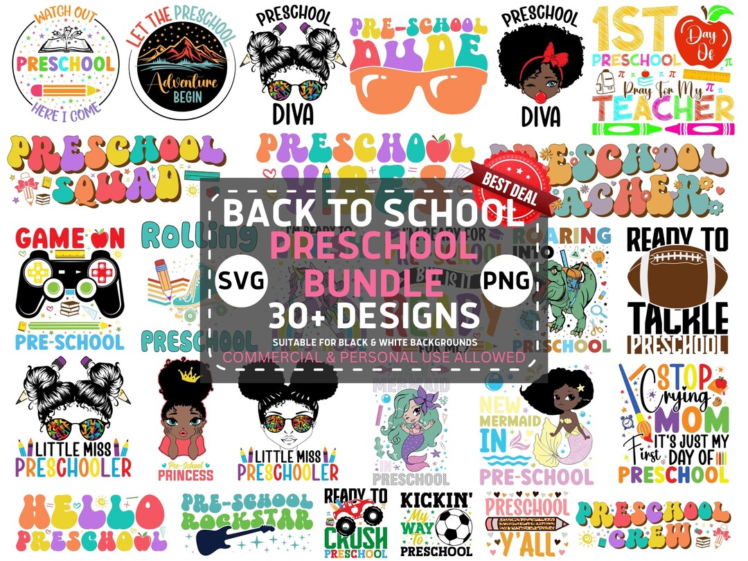 Preschool Svg Png Bundle, Back to School Preschool Svg, First Day of ...