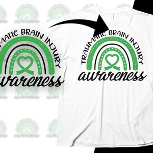 Traumatic Brain Injury Awareness Rainbow Svg Png, Green Ribbon Svg, TBI ...