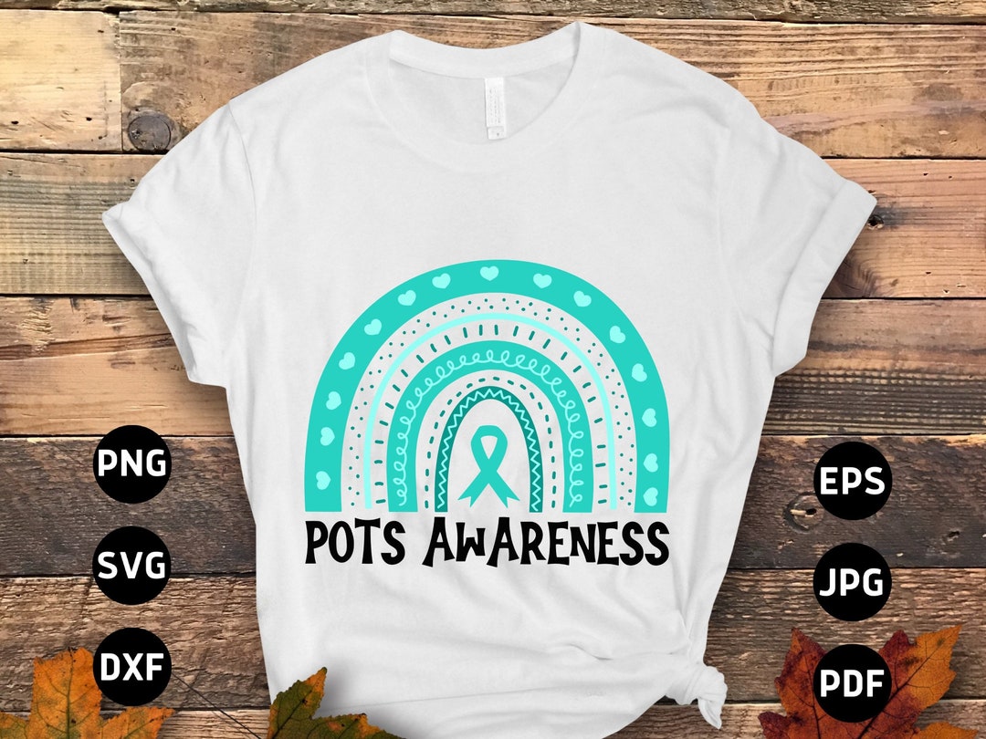 Pots Awareness Rainbow Svg Png, POTS Syndrome Svg, Turquoise Ribbon Svg ...