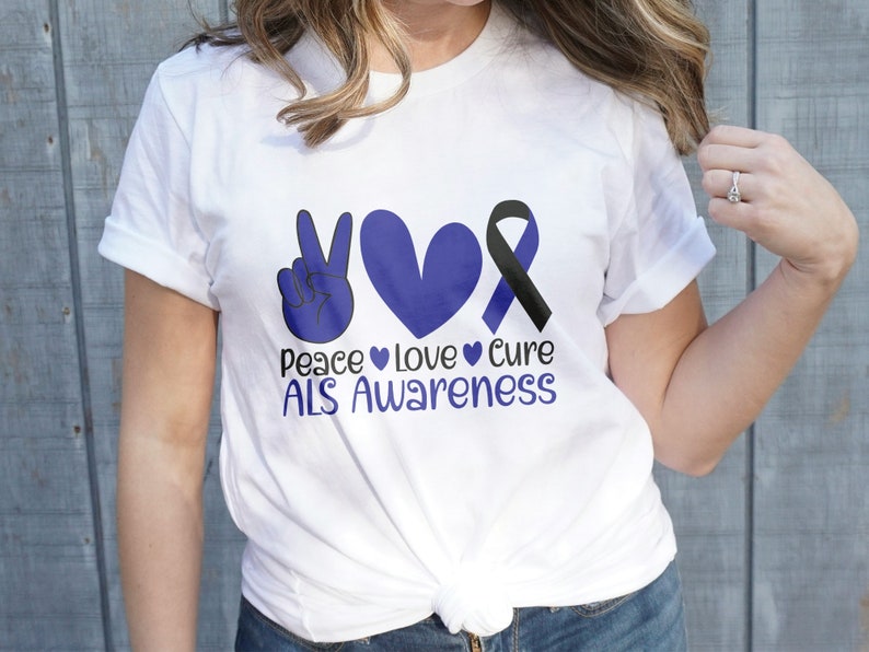 ALS Awareness Svg Png Peace Love Cure Svg Blue Ribbon Svg - Etsy