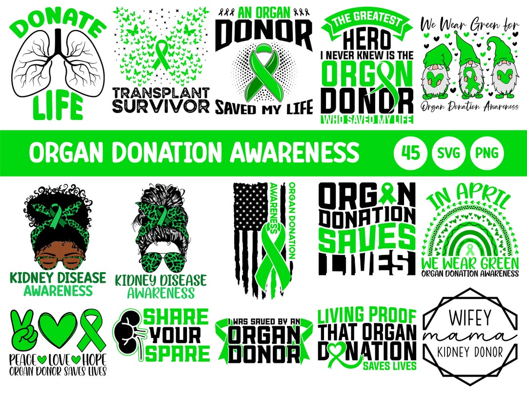 Organ Donation Awareness Svg Bundle, Organ Transplant Awareness Png ...