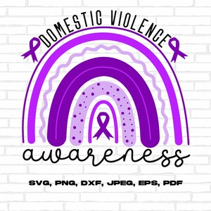 Domestic Violence Awareness Rainbow Svg Png, Purple Ribbon Svg ...