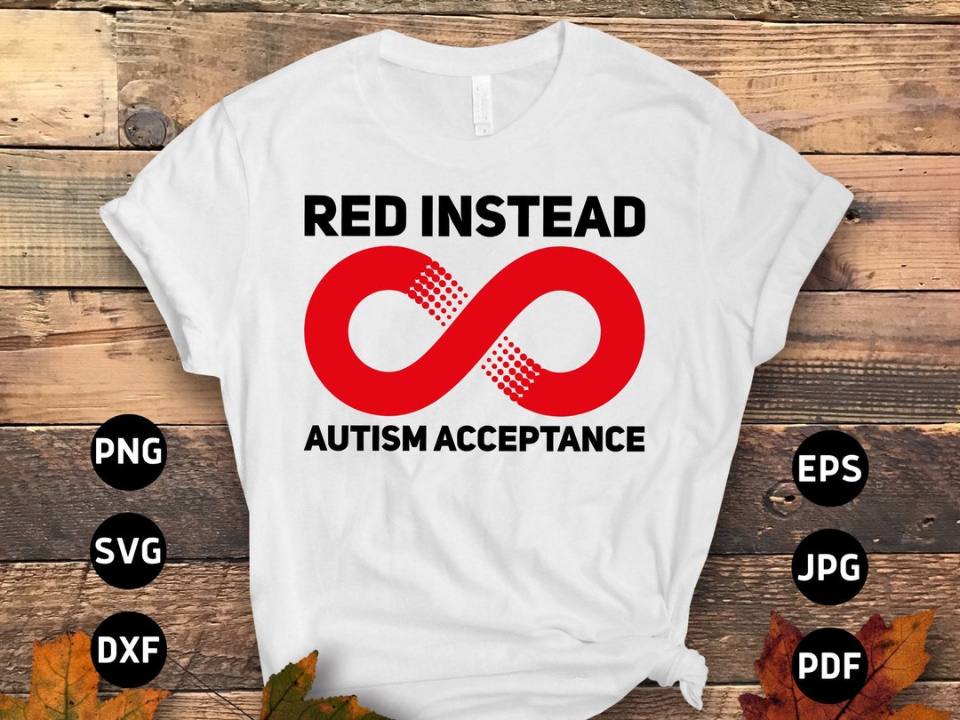 Red Instead Autism Acceptance Svg Png, Red Autism Acceptance Awareness ...
