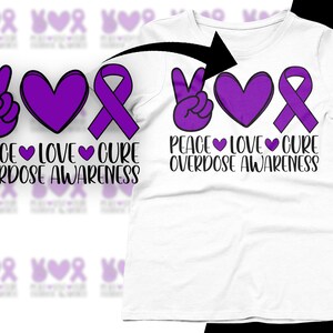 Overdose Awareness Svg Png, Peace Love Cure Design (digital Download ...