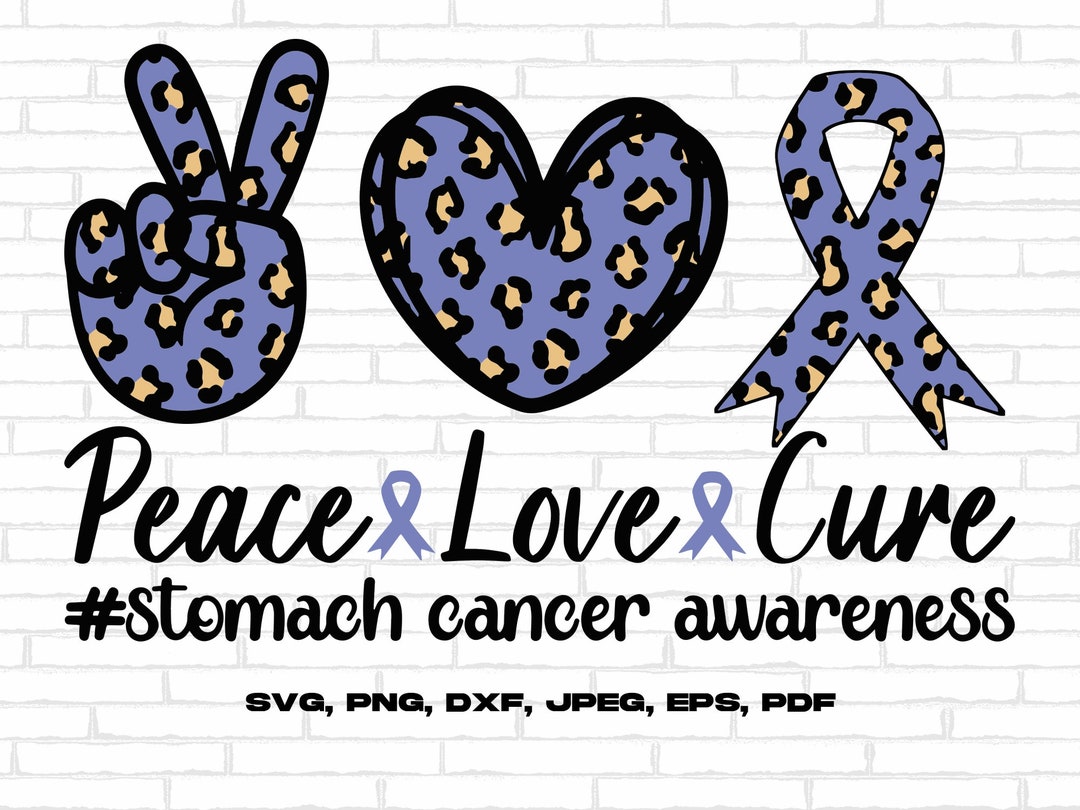 Stomach Cancer Awareness Svg Png, Peace Love Cure Svg, Periwinkle ...