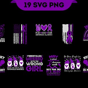 Fibromyalgia Awareness Svg Png Bundle, Purple Ribbon Svg, Fibro Warrior ...