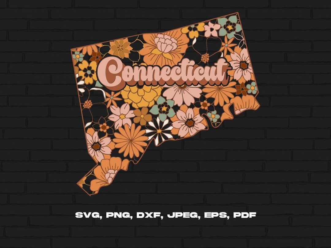Connecticut State Svg Png, Connecticut Map Svg, Retro Connecticut ...