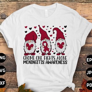 Meningitis Awareness Svg Png, Gnome One Fights Alone Svg, Burgundy ...
