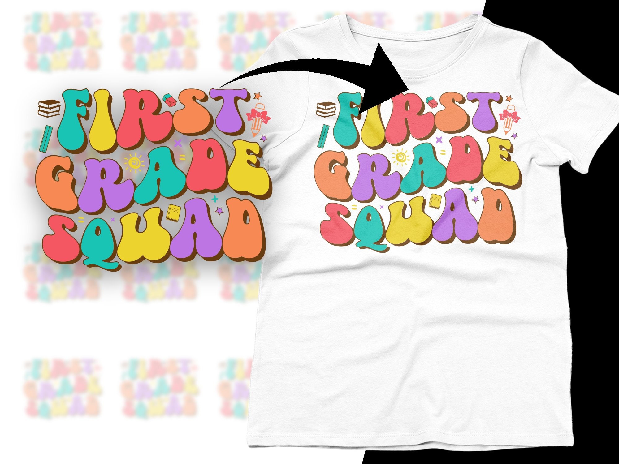 1st Grade Squad Retro Groovy Svg Png Teacher 1st Grade Back - Etsy