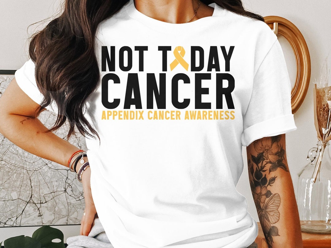 Appendix Cancer Awareness Svg Png, Not Today Cancer Svg, Amber Ribbon ...