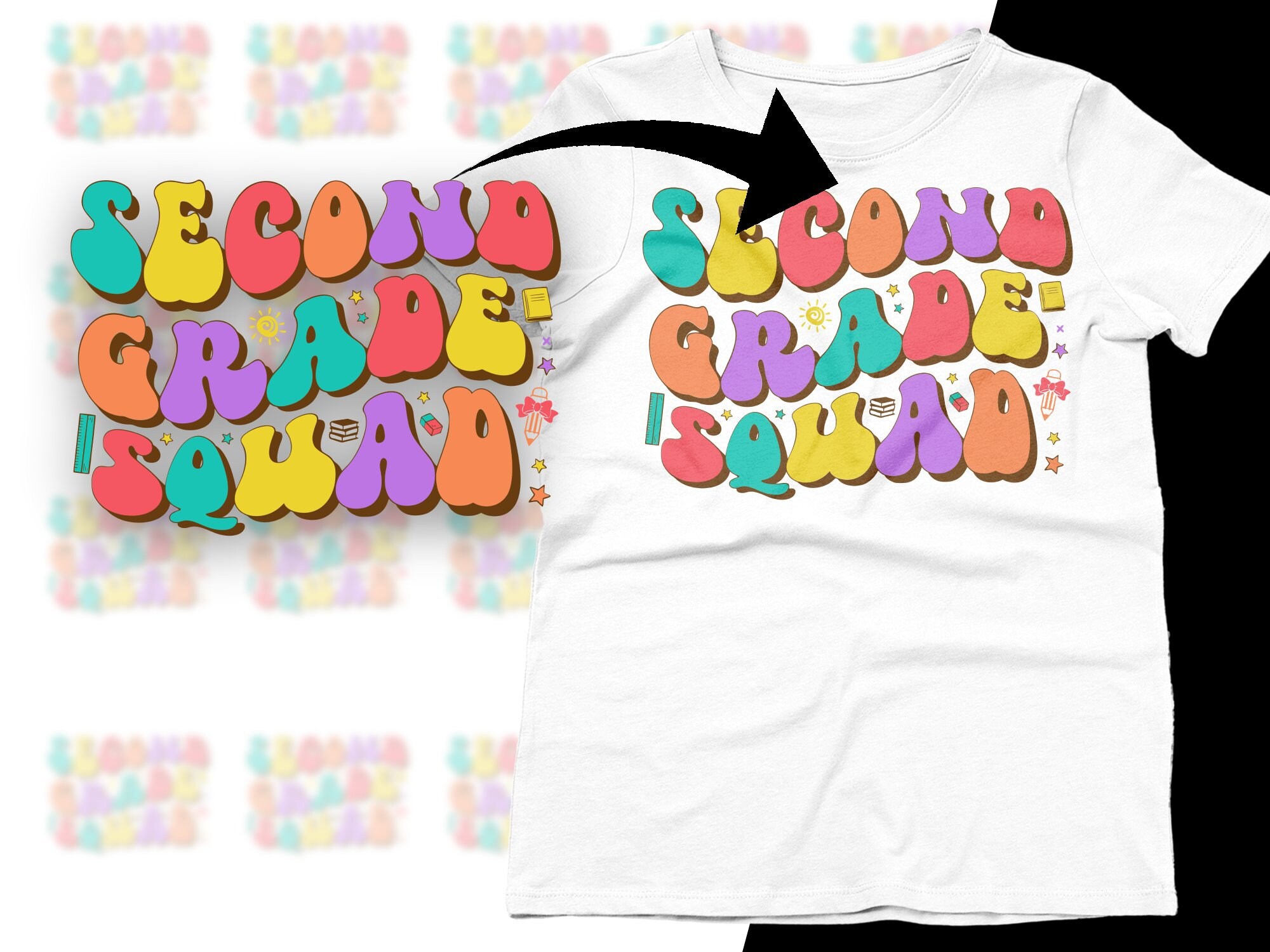 Teacher 2nd Grade Squad Retro Groovy Svg Png 2nd Grade Back - Etsy