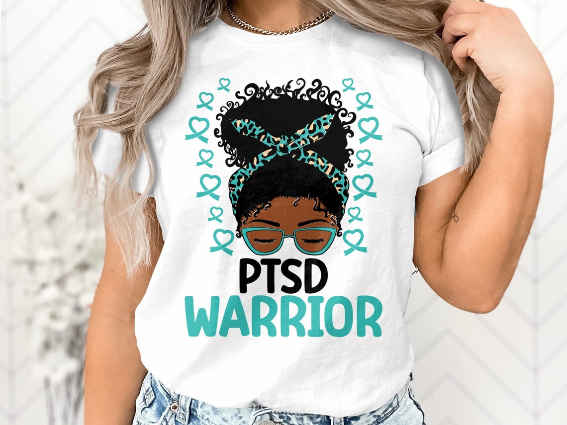 PTSD Awareness Svg Png PTSD Warrior Afro Messy Bun Svg Teal - Etsy