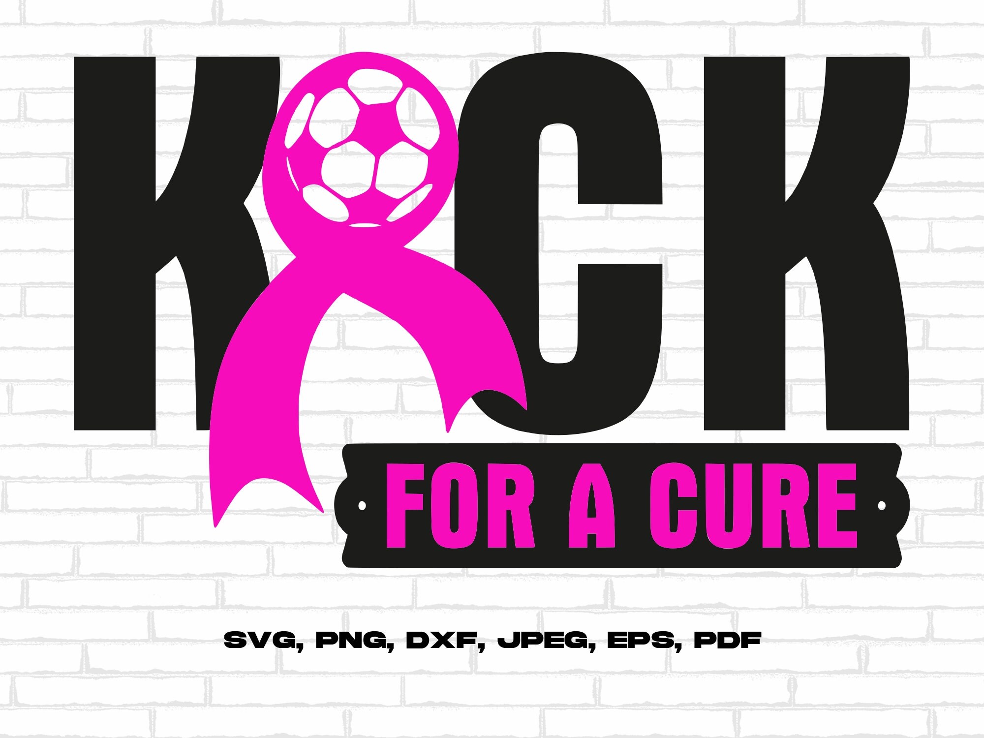 Soccer Breast Cancer Awareness Svg Png Kick for a Cure Svg - Etsy