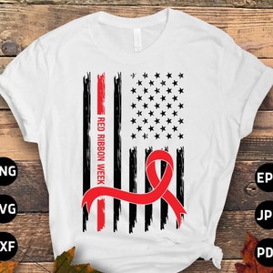 Red Ribbon Week Svg Png, Flag Red Ribbon Week Svg, Drug Free Svg, Red ...