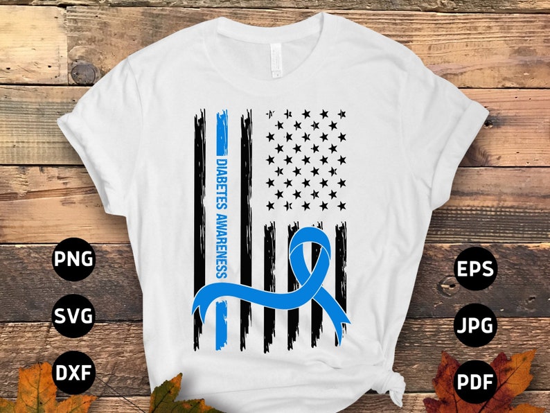 Diabetes Awareness Flag Svg Png Blue Ribbon Svg Type 1 - Etsy