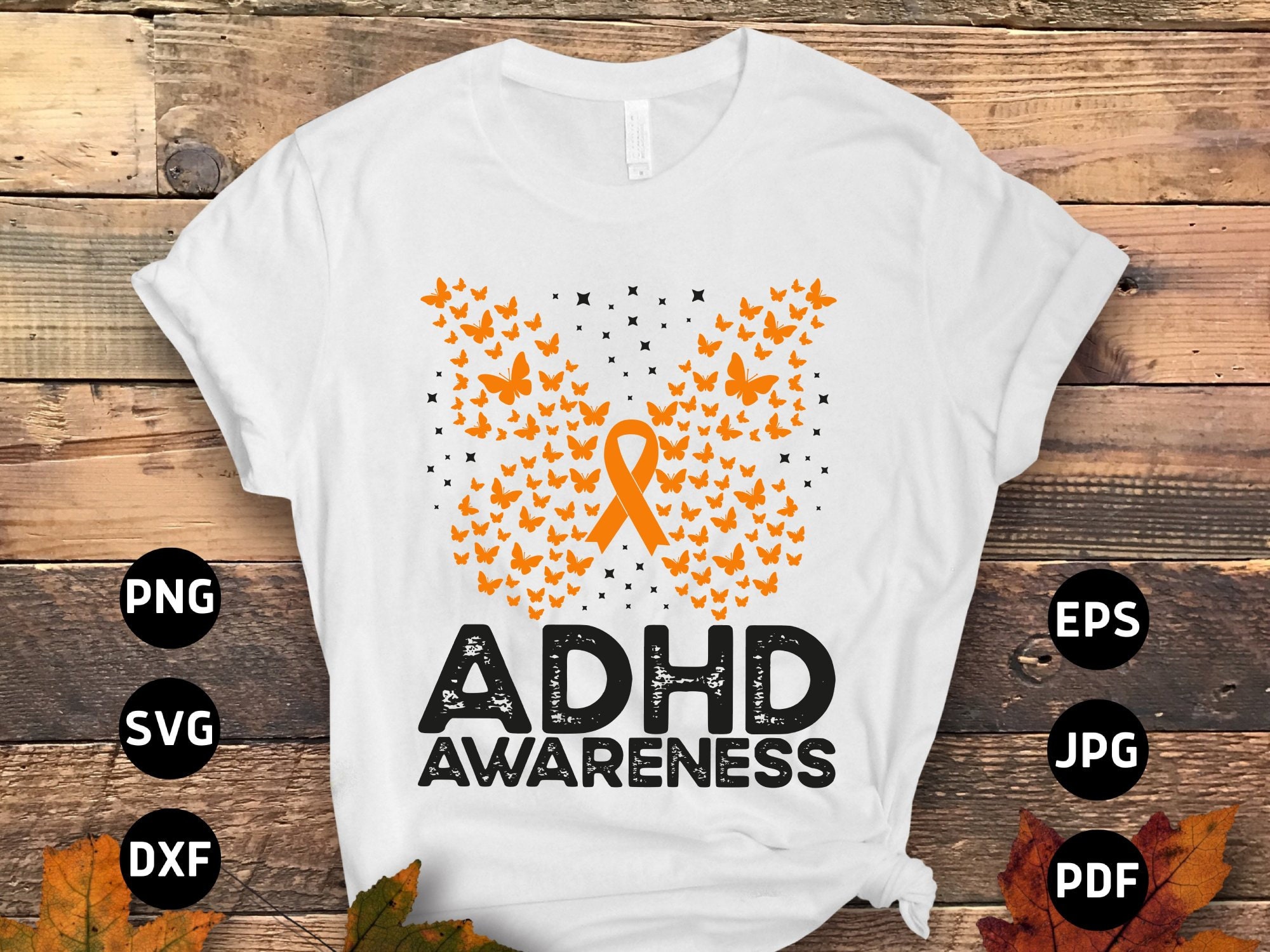 ADHD Awareness Svg Png ADHD Awareness Butterfly Svg Orange - Etsy