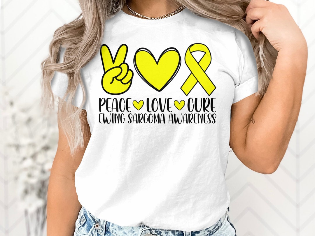Ewing Sarcoma Awareness Svg Png, Peace Love Cure Svg, Yellow Ribbon Svg ...