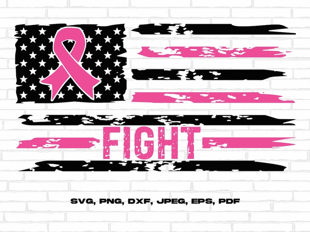 USA Flag Breast Cancer Awareness Svg Png, Fight Cancer Flag Svg, Pink ...