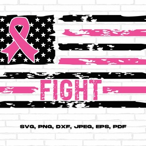 USA Flag Breast Cancer Awareness Svg Png, Fight Cancer Flag Svg, Pink ...