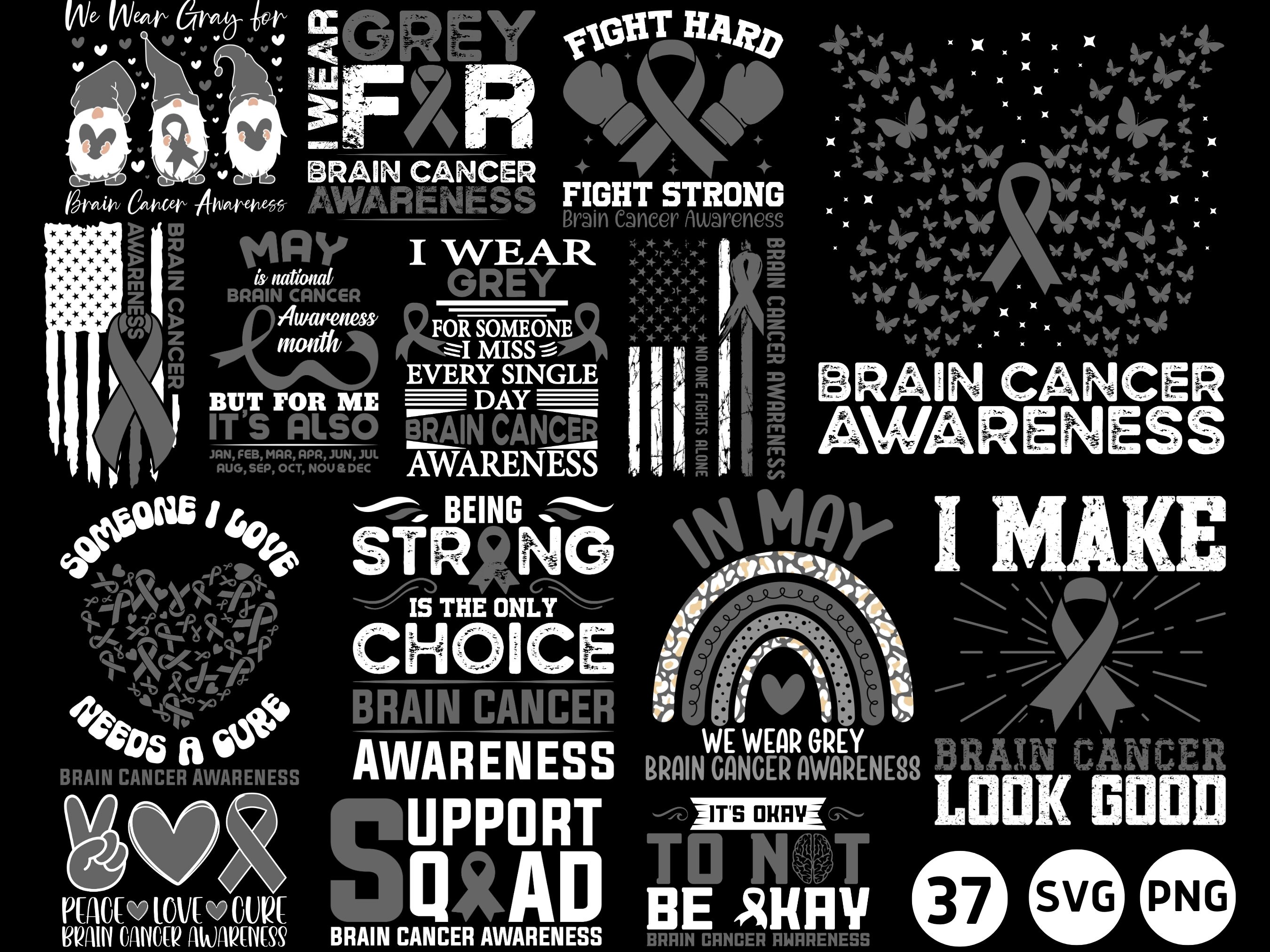 Brain Cancer Awareness Svg Png Bundle Brain Tumor Awareness - Etsy