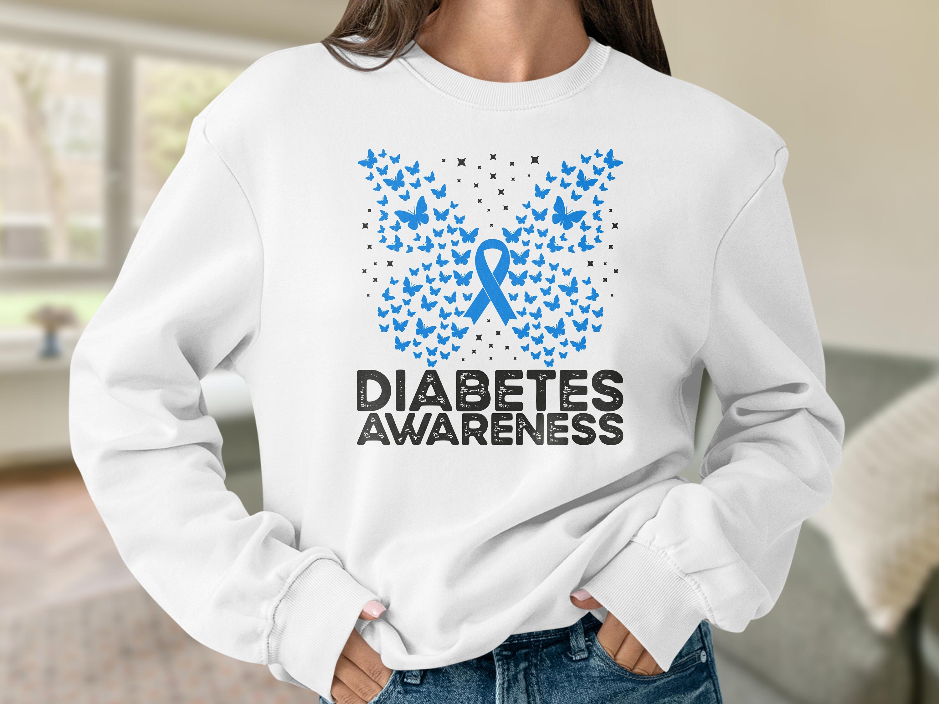 Diabetes Awareness Butterfly Svg Png, Blue Ribbon Svg, Type 1 Diabetes ...