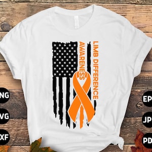 Limb Loss Awareness Svg Png, Limb Difference Flag Svg, Orange Ribbon ...