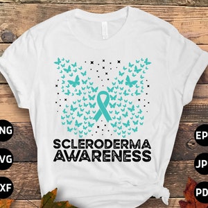 Scleroderma Awareness Svg Png, Butterfly Scleroderma Svg, Teal Ribbon ...