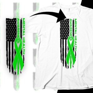 Mental Health Awareness Svg Png, Mental Health Flag Svg, Green Ribbon ...