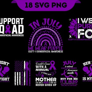 Cleft & Craniofacial Awareness Svg Png Bundle, Purple Ribbon Svg, Cleft ...
