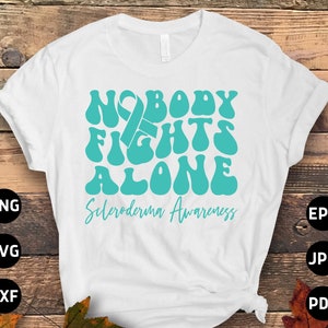 Scleroderma Awareness Svg Png, Nobody Fights Alone Svg, Teal Ribbon Svg ...