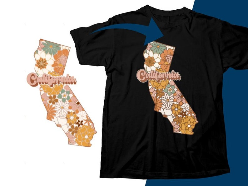 California State Svg Png, California Map Svg, Retro California Flower ...