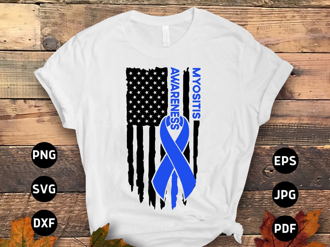 Myositis Awareness Svg Png, Flag Myositis Svg, Blue Ribbon Svg Cricut ...