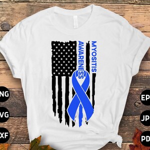 Myositis Awareness Svg Png, Flag Myositis Svg, Blue Ribbon Svg Cricut ...