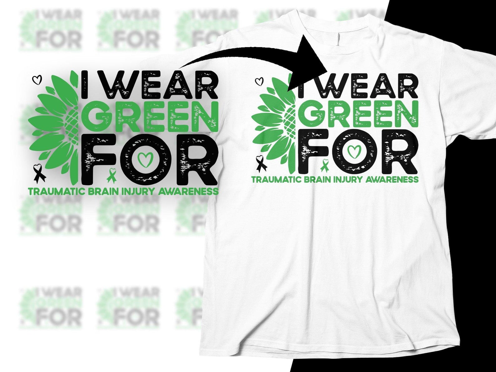 I Wear Green for Traumatic Brain Injury Awareness Sunflower Svg, Green ...