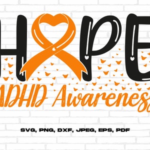 ADHD Awareness Hope Ribbon SVG, PNG, Cricut, Sublimation (digital Files ...