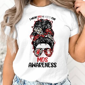 Myelodysplastic Syndrome Awareness Svg Png, I Wear Red & White for MDS ...