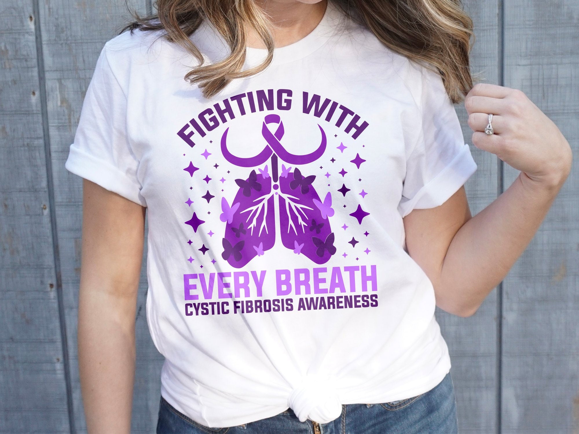 Cystic Fibrosis Awareness Svg Png Fighting With Every Breath - Etsy