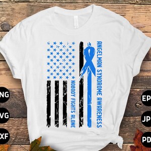 Angelman Syndrome Awareness Svg Png, Flag Nobody Fights Alone Svg, Blue Ribbon Svg Cricut Png ...