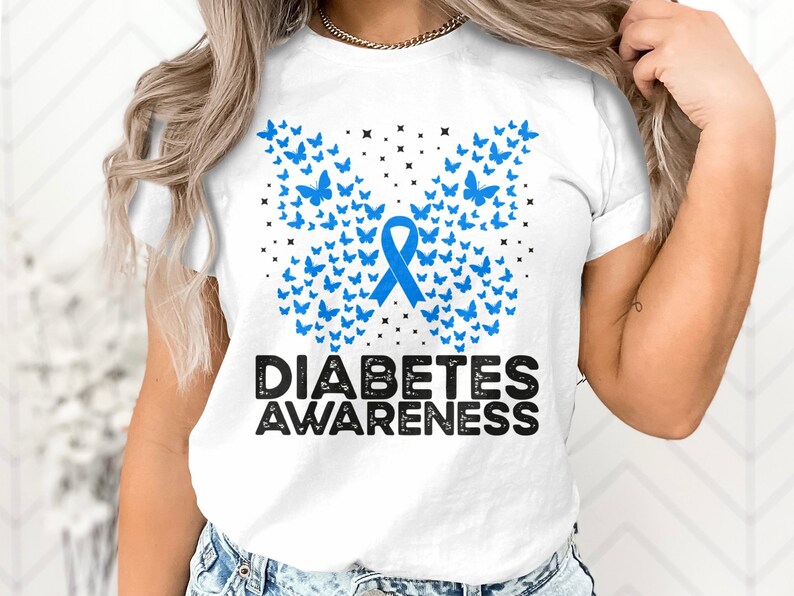 Diabetes Awareness Butterfly Svg Png, Blue Ribbon Svg, Type 1 Diabetes ...