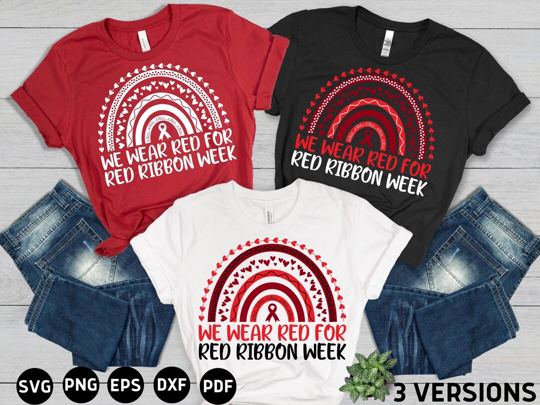 We Wear Red Svg Png, Red Ribbon Week Svg, Drug Free Svg, Red Ribbon ...