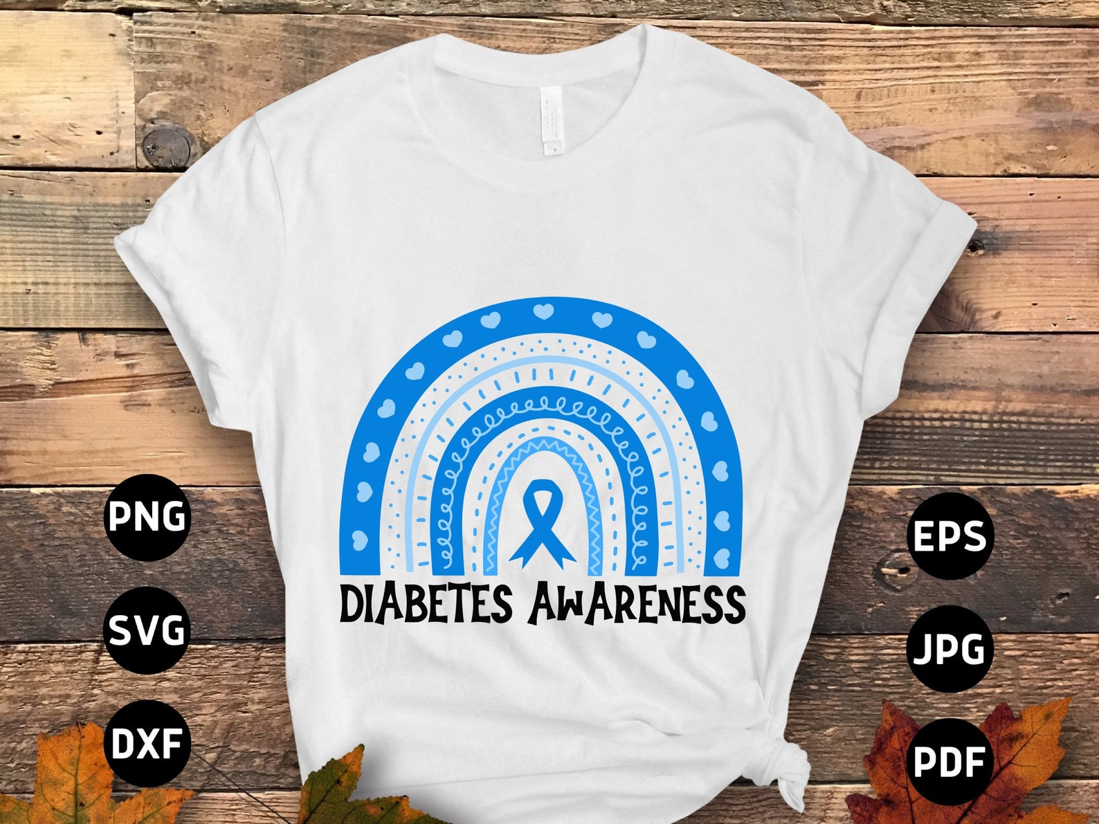 Diabetes Awareness Rainbow Svg Png, Blue Ribbon Svg, Type 1 Diabetes ...